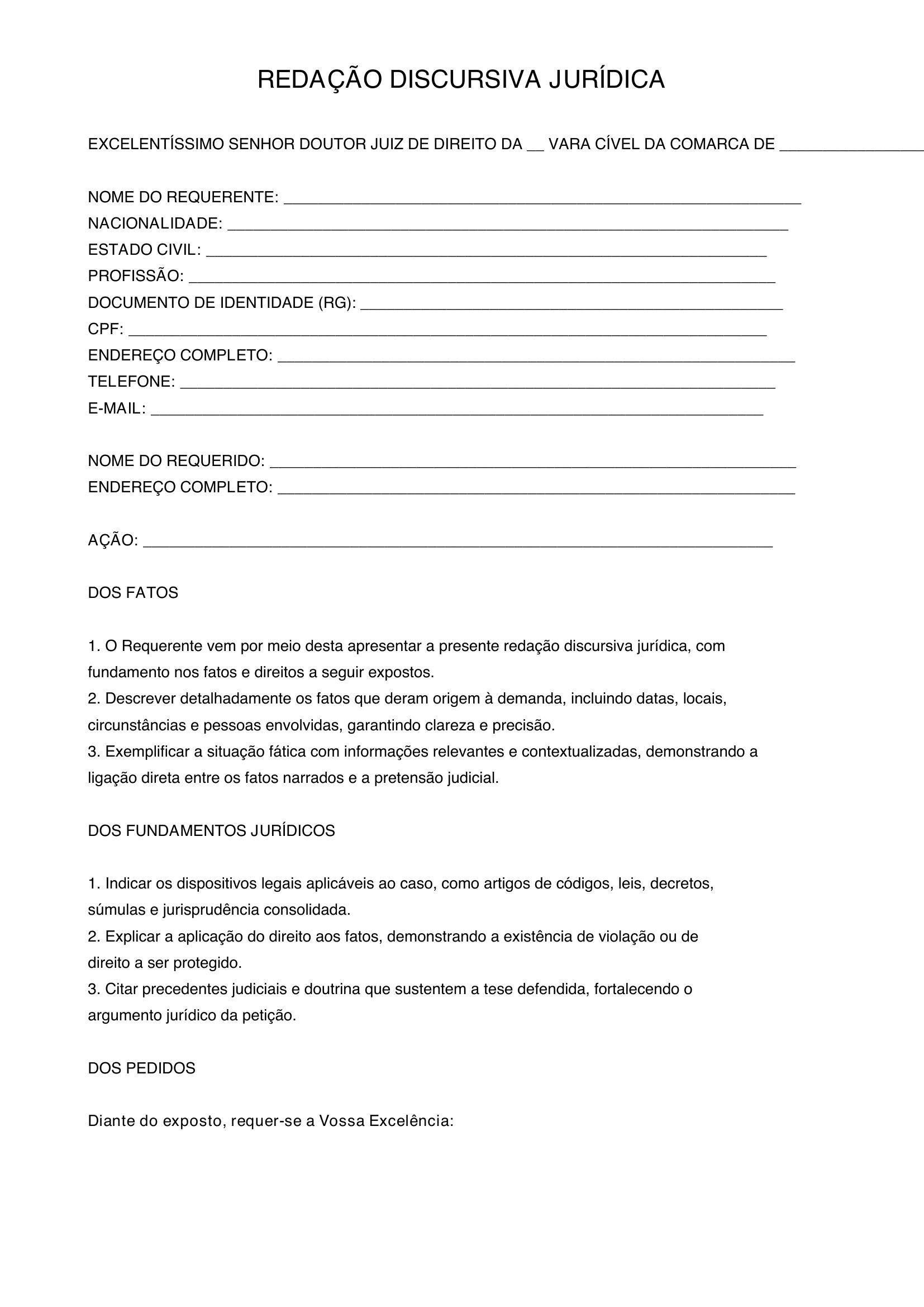 Modelo De Redação Discursiva